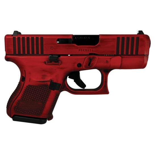 Glock G26 Gen 5 Custom Distressed Red Subcompact 9mm 3.43" 10rds, Red ...