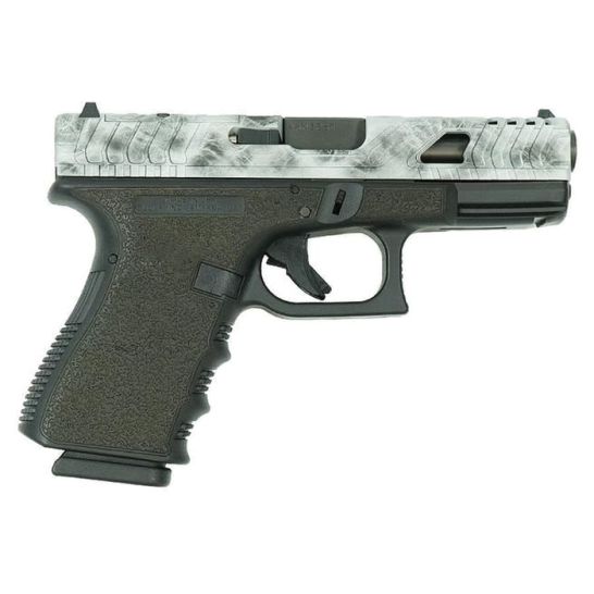 Glock G19 Gen3 Custom Static Stippled/Sliver Marble Compact 9mm 4.02 ...