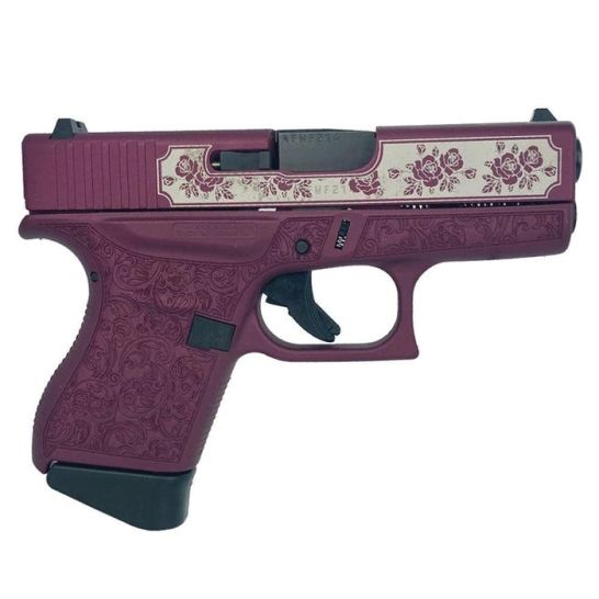 Glock G43 Custom Black Cherry Roses vs Paisley Subcompact 9mm 3.41 ...