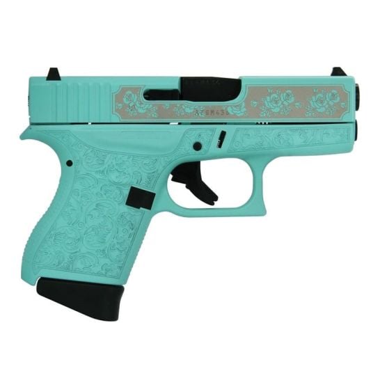 Glock G43 Gen4 Custom Robin's Egg Blue Glock & Roses Subcompact 9mm 3. ...