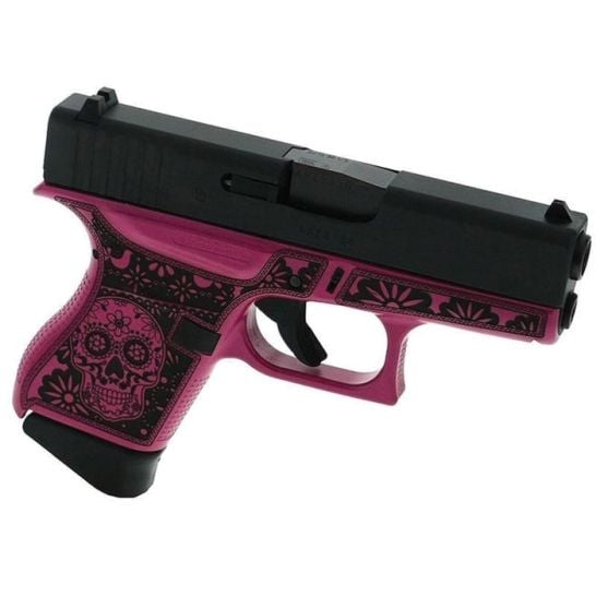 Glock G43 Custom Sugar Skull Subcompact 9mm 3.41" 6rds, Medusa Pink ...