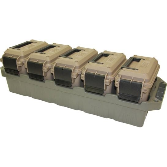 MTM Case Gard .223 Cal/.45 ACP 5-Can Mini Ammo Crate, Dark Earth/Army ...