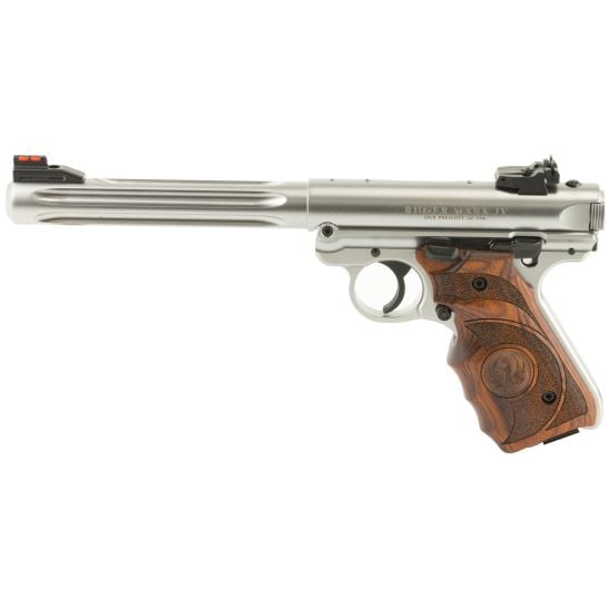 Ruger Mark IV .22LR Pistol, 6.9" Barrel, Adjustable Rear Sights, Silver ...