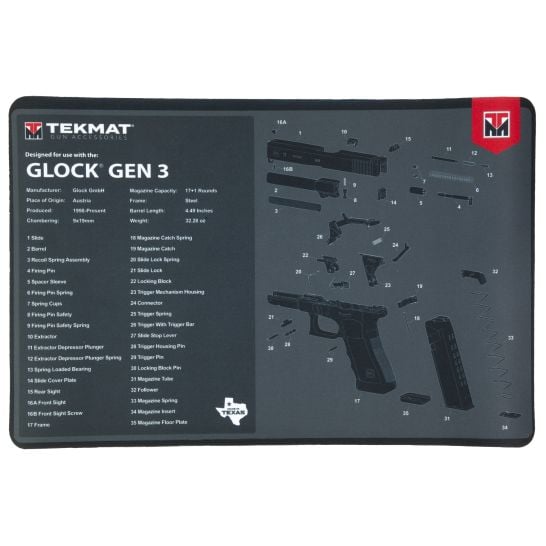 TekMat Original 11"x17" Mat, for Glock Gen 3, Black Cleaning Mat ...