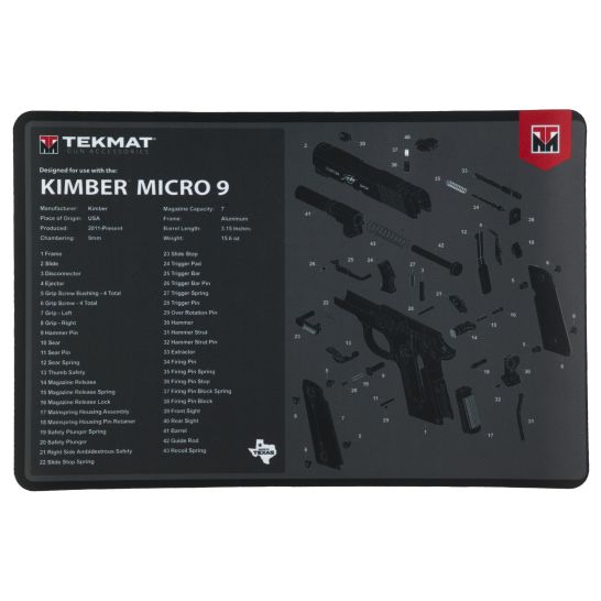 TekMat Cleaning Mat, Pistol Size, 11"x17", For Kimber Micro 9, Black ...