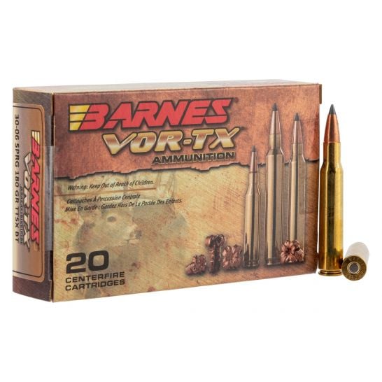 Barnes Bullets VOR-TX 180 gr Tipped TSX Boat Tail .30-06 Spfld Ammo, 20 ...