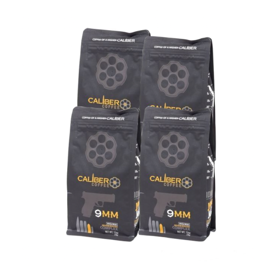 Caliber Coffee 9mm Medium Roast, 12oz bag, Whole Bean, 3lbs Bundle (4 bags) | Palmetto State Armory
