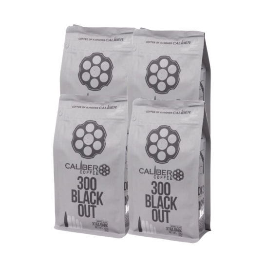 Caliber Coffee 300 Black Out Extra Dark Roast, 12oz bag, Whole Bean, 3lbs Bundle (4 bags ...