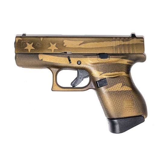 Glock 43 9mm Pistol Battleworn Bronze Distressed Flag | Palmetto State ...