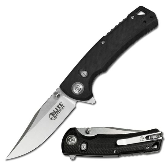Elite Tactical CHASER Folding Knife Clip Point, Black | Palmetto State ...
