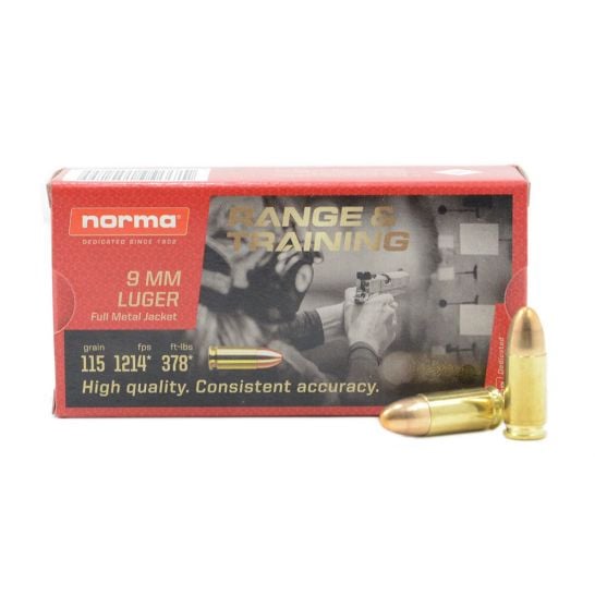 Norma Range And Training 115 gr FMJ 9mm Ammo 620240050 | Palmetto State ...