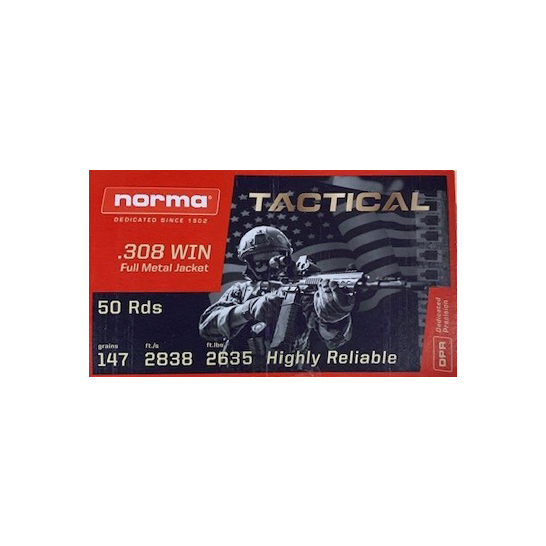 Norma Tactical .308 Ammo 147 Grain FMJ 50 rds | Palmetto State Armory