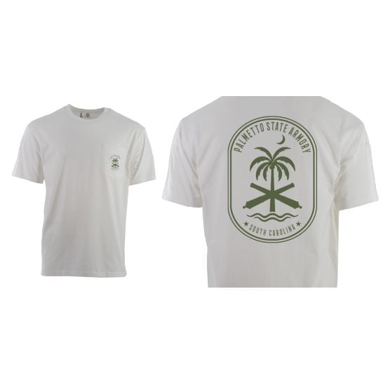 PSA "Palm Trees" Pocket T-Shirt, White | Palmetto State Armory