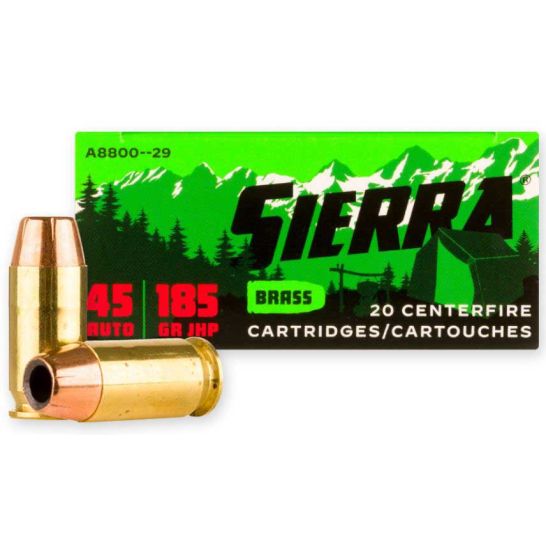 Sierra Outdoor Master 45 Auto Ammo 185 Grain JHP, 20rds | Palmetto ...