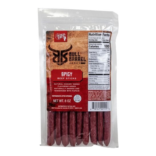 Bull Barrel Jerky Spicy 8oz Meat Sticks | Palmetto State Armory