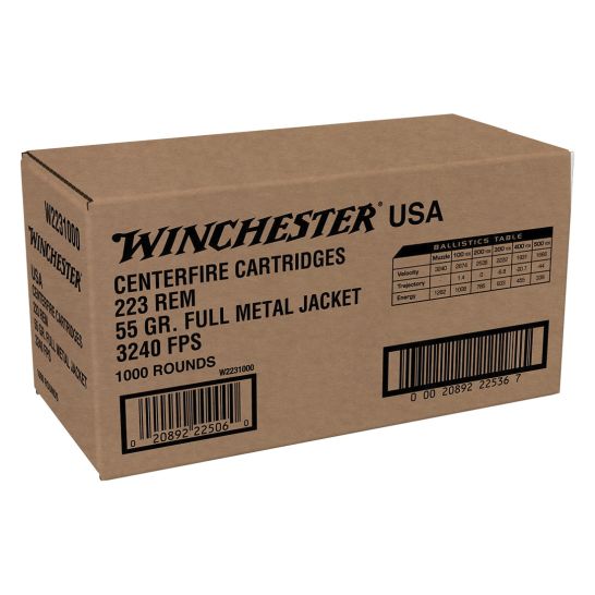 Winchester USA .223 Remington 55 gr FMJ 1000rds/Box | Palmetto State Armory