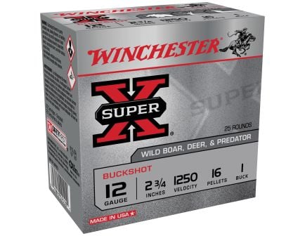 Winchester Super X 12 Gauge 2.75" 1 Buck 16 Pellets - 25rds - XB121VP25 | Palmetto State Armory