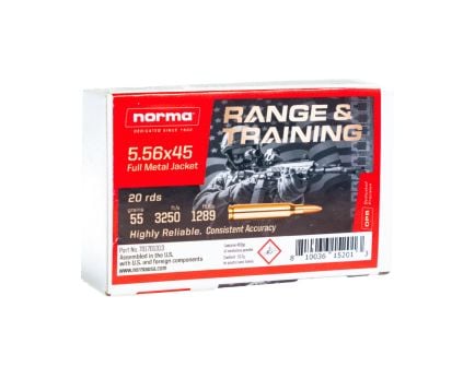 Norma Range & Training 5.56 55gr FMJ, 20rd box - 701701313 | Palmetto ...