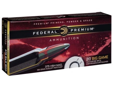 Federal Premium 300 gr Nosler Partition .375 H&H Mag Ammo, 20/box ...
