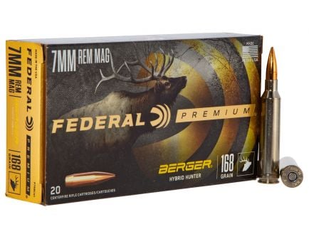 Federal Premium Hunter 168 gr Berger Hybrid 7mm Rem Mag Ammo, 20/box ...