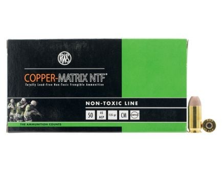 Geco RWS Copper Matrix 135 gr Non-Toxic Frangible .45 ACP Ammo, 50/box ...