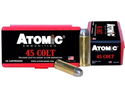 Atomic Ammunition 200 gr Lead Round Nose Flat Point .45 Colt Ammo, 50 ...