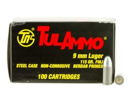 Tula 9x19mm Ammo 115gr FMJ Steel Cased TA919100 | Palmetto State Armory