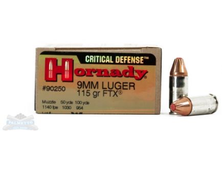 Hornady Critical Defense 9mm Ammo 115 Grain FTX 25 rds | Palmetto State ...