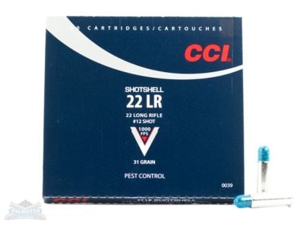 CCI .22 Long Rifle Shotshell 31 Grain #12 Ammunition 20rds - 0039 ...