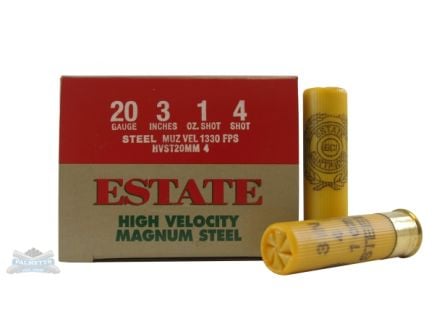 Estate 20ga 3" 1oz #4 High Velocity Steel Shotshells 25rds - HVST20MM 4 ...